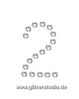 Strasszahl 2 Strassmotive Bügelbild Strasssteine zum bügeln
